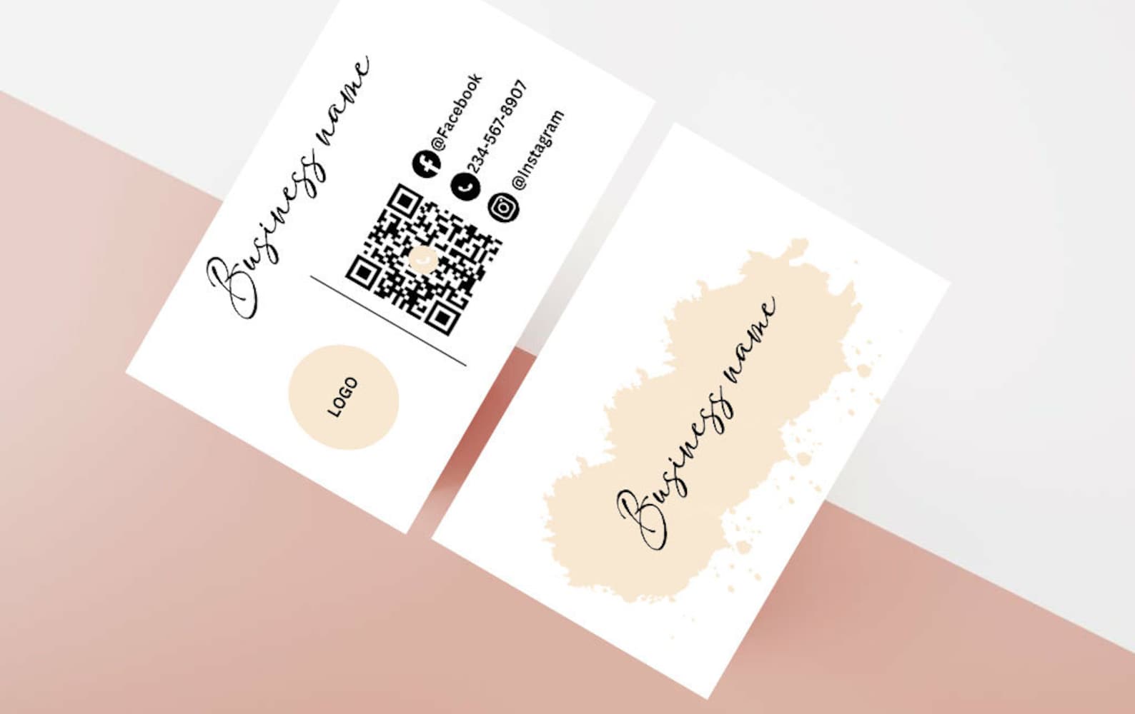Printable Business Card Template With QR Code, Ready for Instant ...