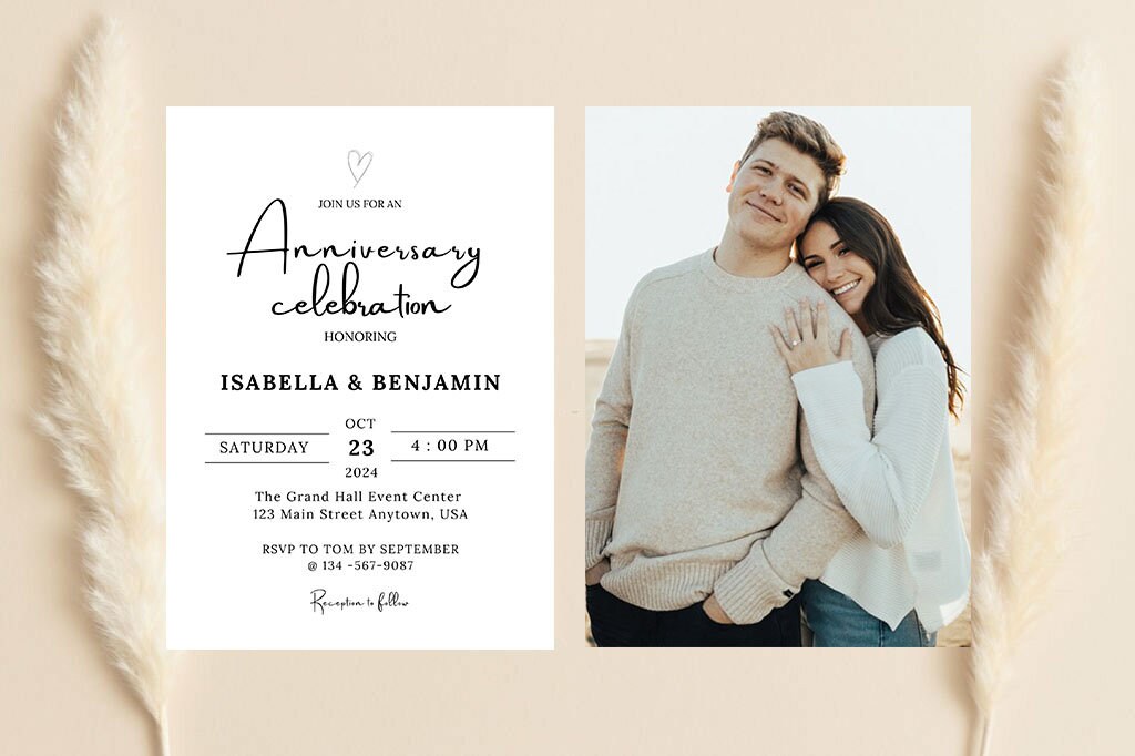A Minimalist Anniversary Invitation, Wedding Anniversary Invitation ...