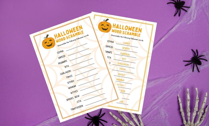 Halloween Word Scramble, Halloween Activity for Kids and Adults ...