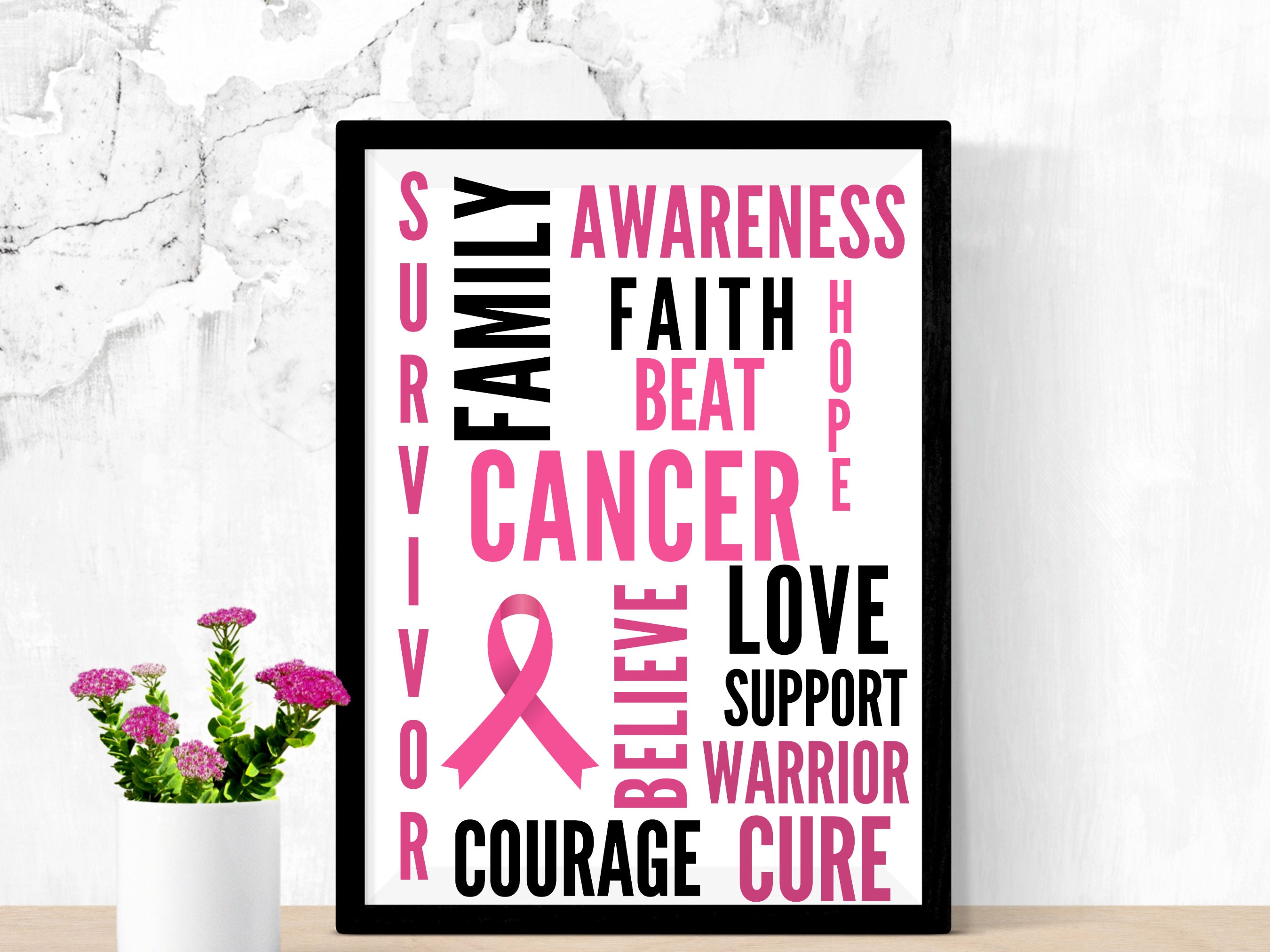 Cancer Awareness Wall Art, Printable Cancer Awareness Wall Art, Cancer ...