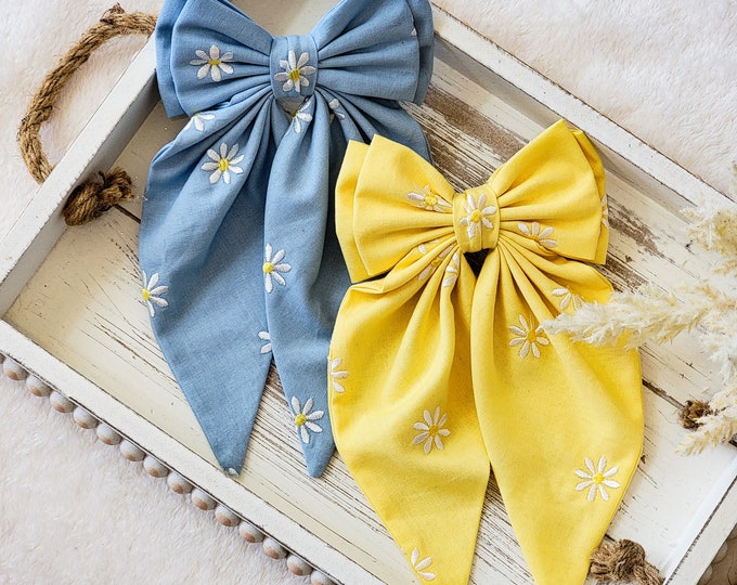 Daisy Hair Bows, Women Hair Bows, Spring Hair Bows, Coquette Hair Bows ...
