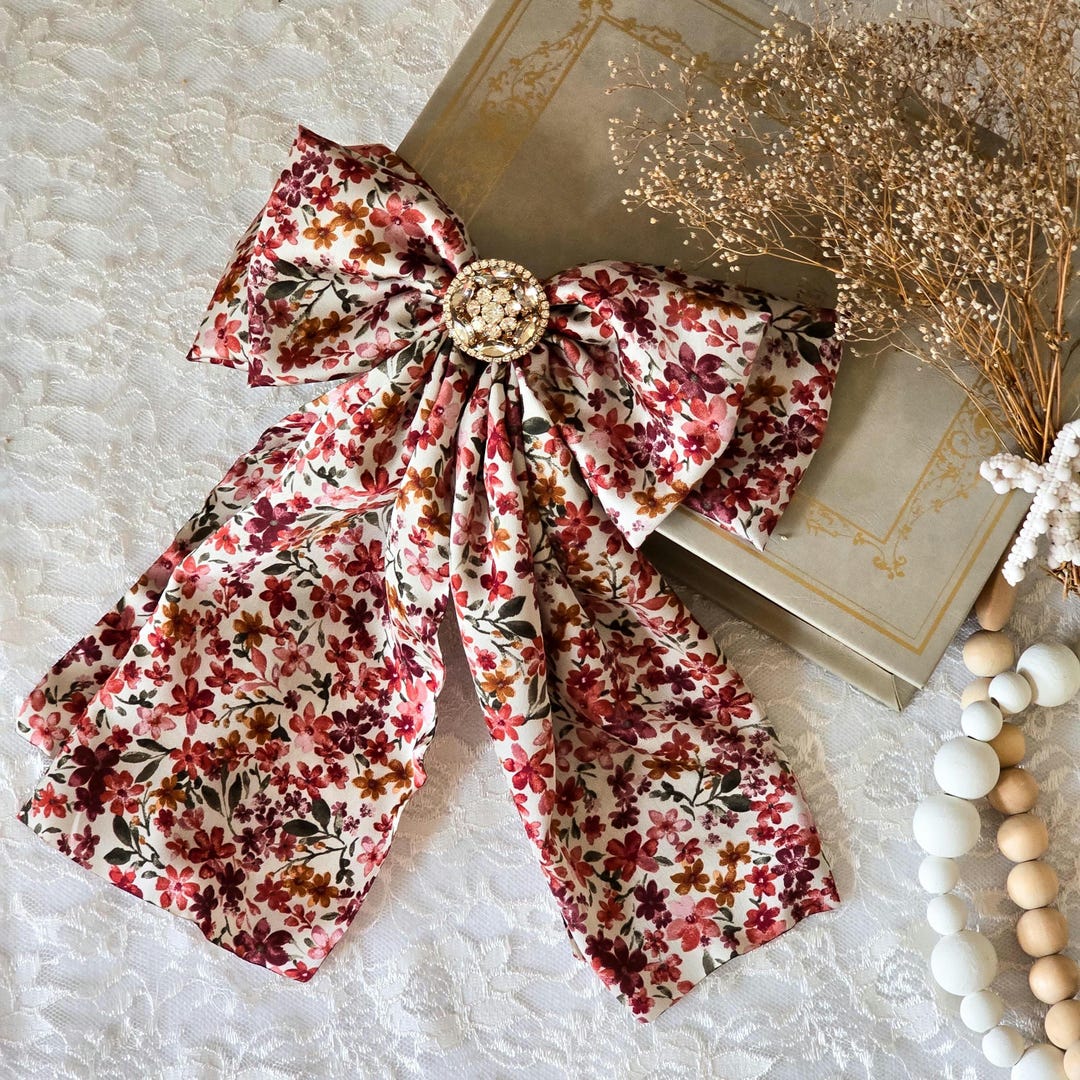 Autumn Hair Bow, Fall Hair Bows, Women Hair Bow, Large Hair Bow, Long ...