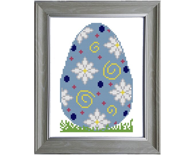 Easter Egg Cross Stitch Pattern Blue - Digital File, Counted Cross ...