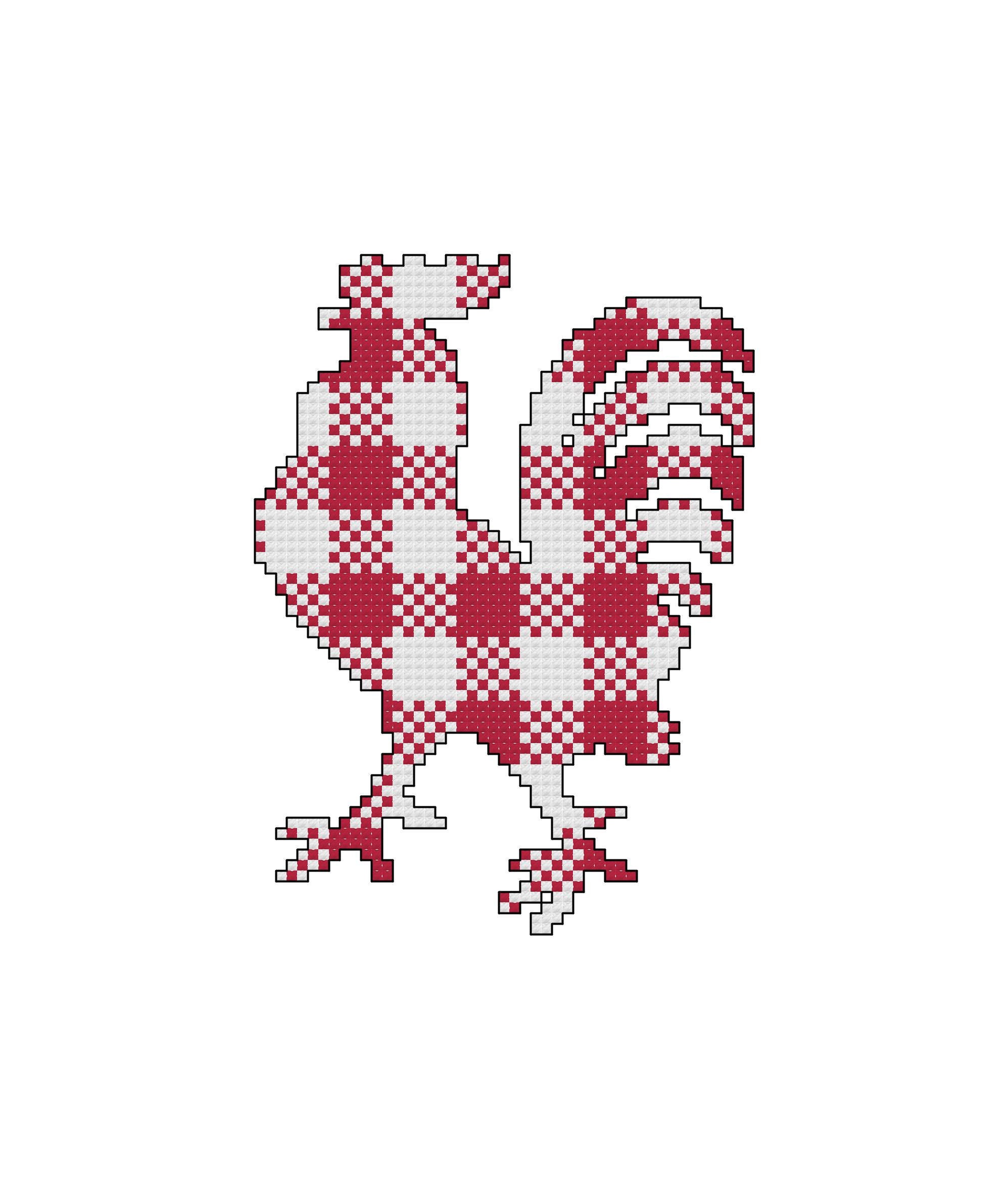 Farm Rooster Gingham Silhouette Cross Stitch Pattern - PDF File - Checkered Rooster, X Stitch ...