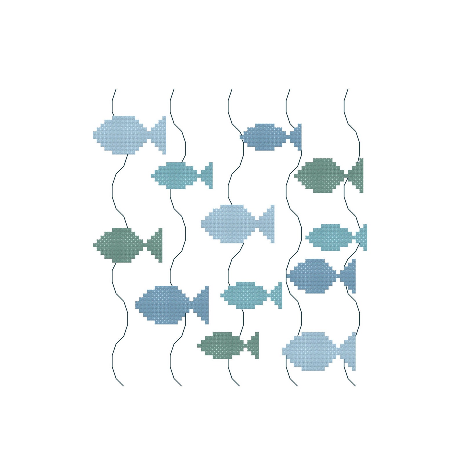 Fish in Water Cross Stitch Pattern - PDF Pattern - Easy, Simple Cross ...