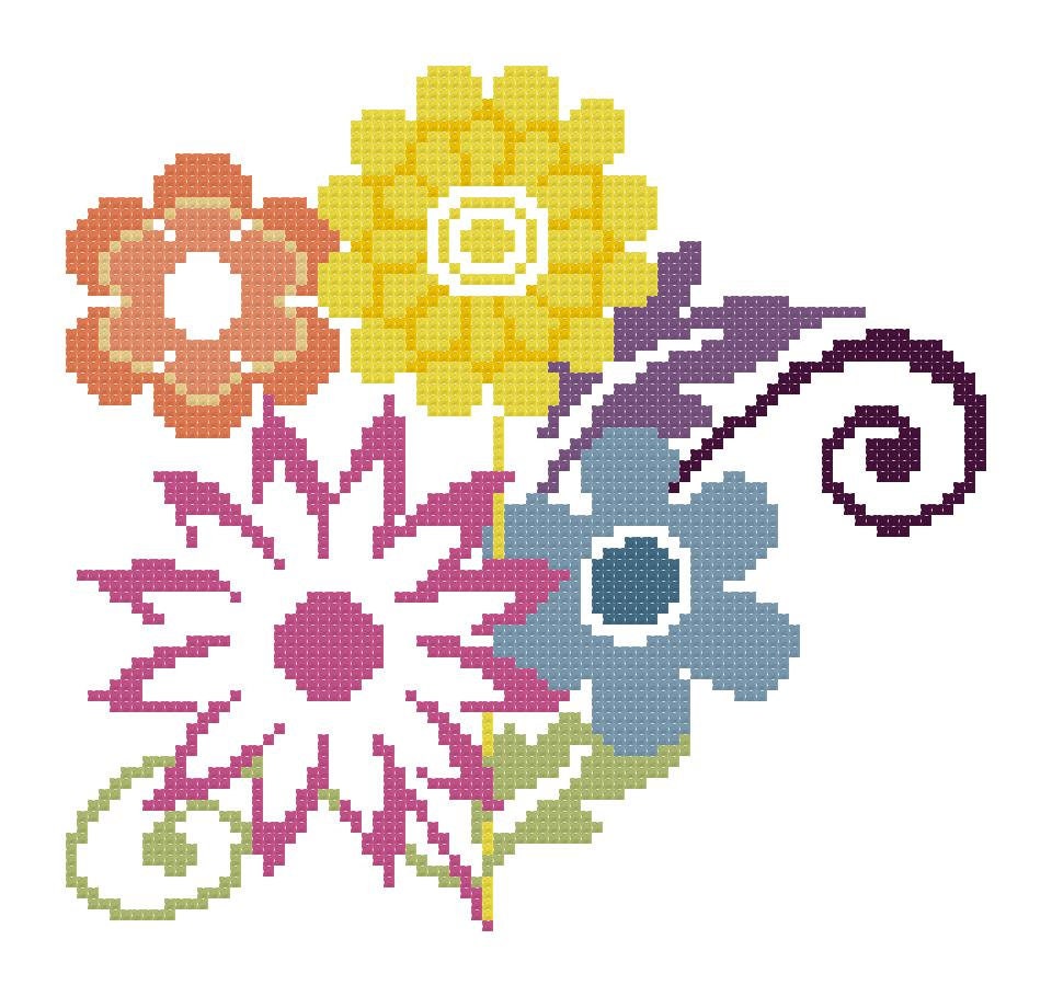Spring Flower Bouquet Cross Stitch Pattern: Modern Floral Design (PDF ...
