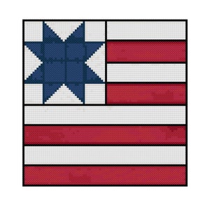 Flag Cross Stitch Pattern in Quilt Style - PDF File - Instant Download ...