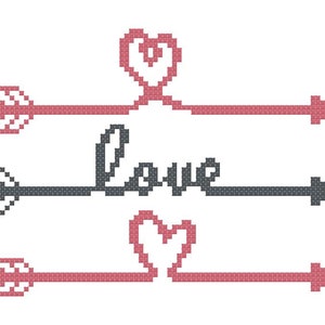 Love Arrows Cross Stitch Pattern - PDF File - Instant Download - Modern Cross Stitch Pattern ...