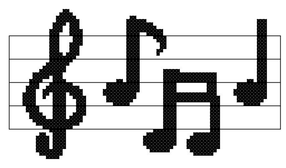 Music Notes Cross Stitch Pattern in Black - PDF File - Instant Download ...