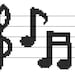 Music Notes Cross Stitch Pattern in Black - PDF File - Instant Download ...