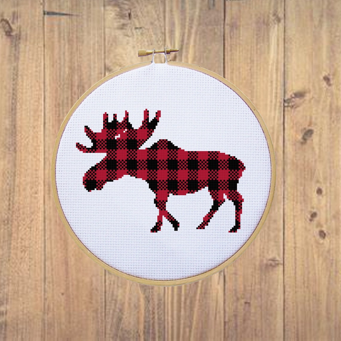 Red Flannel Moose Silhouette Cross Stitch Pattern - PDF File - Instant ...