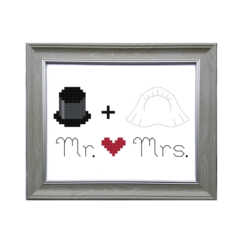 Mr & Mrs Wedding Cross Stitch Pattern - PDF File - X Stitch Pattern ...