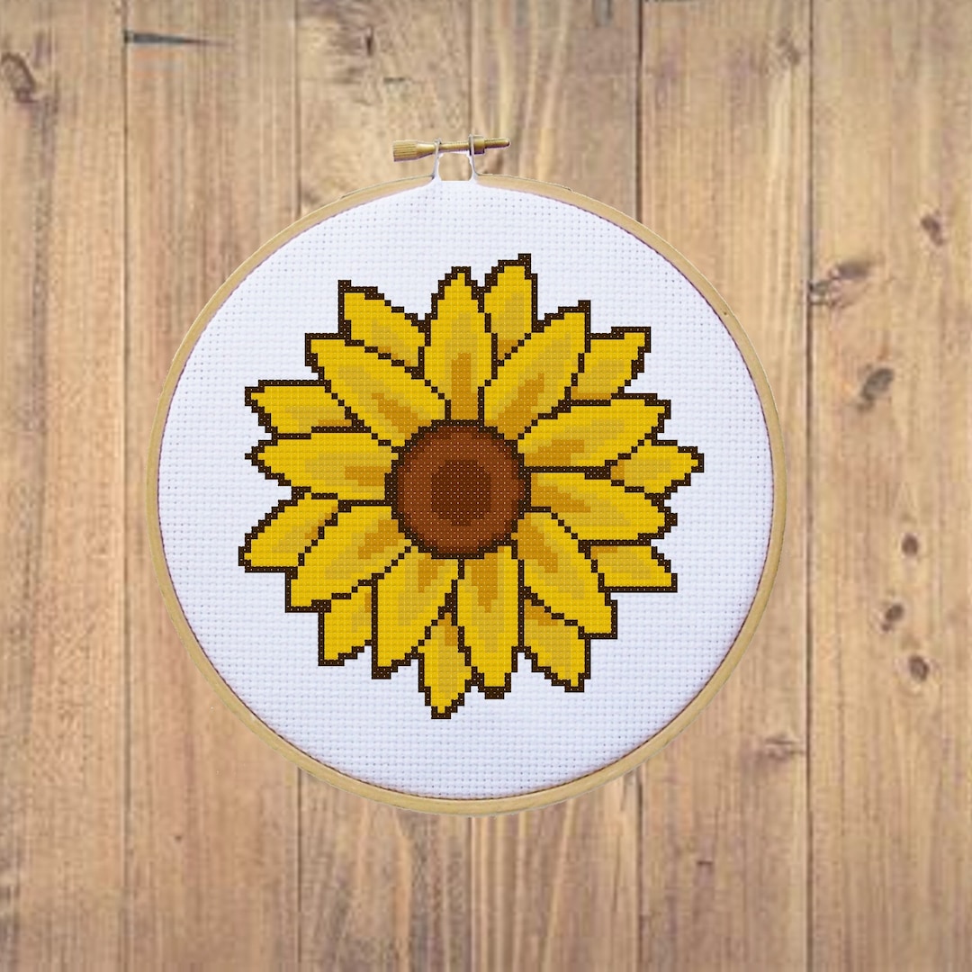 Sunflower Cross Stitch PDF Pattern: Easy Hoop Art (digital File) - Etsy