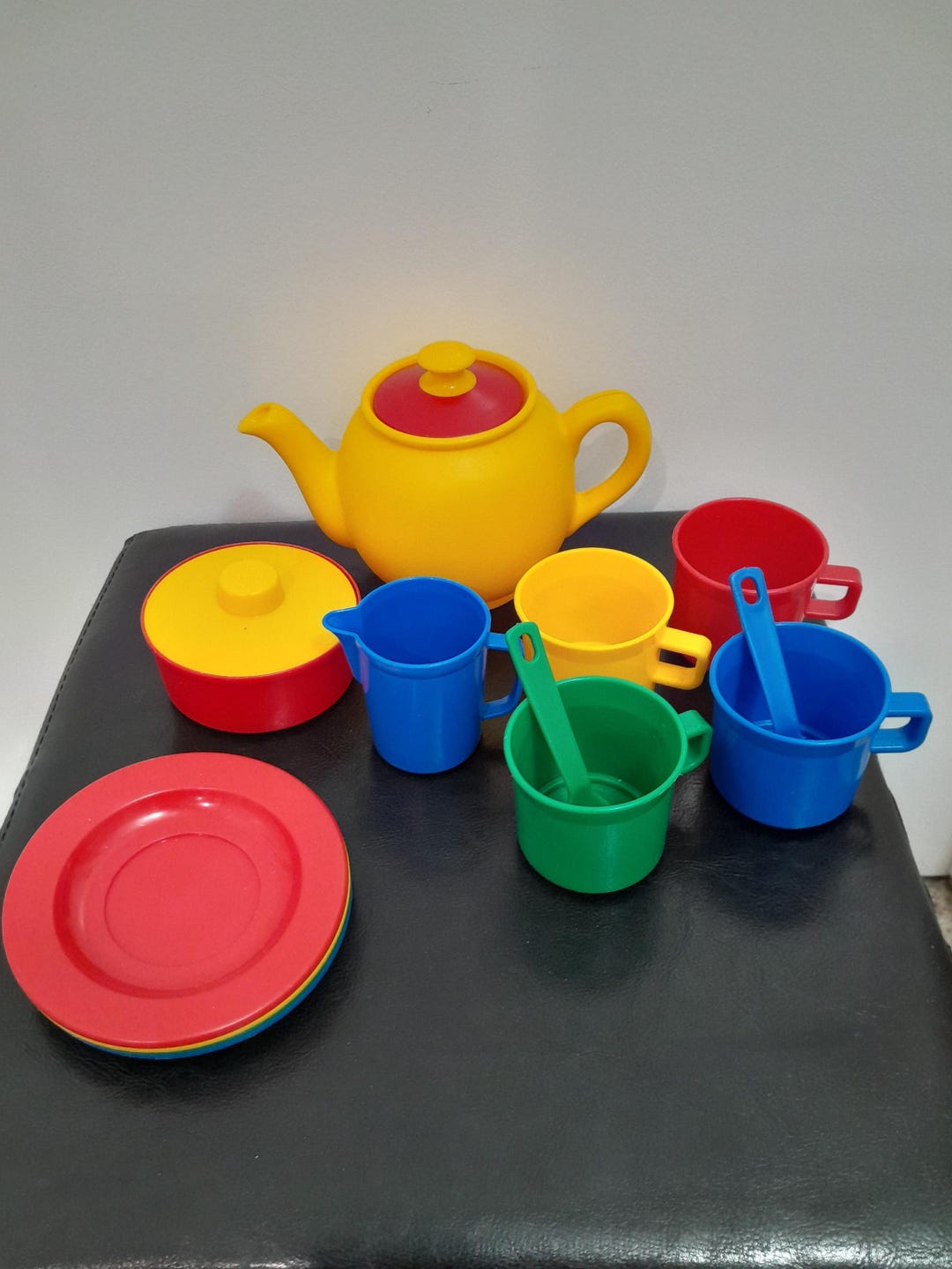 Vintage Danish Toy Tea Set — HP Plast 9500 Hobro — Colorful Plastic ...