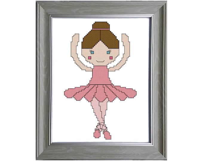 Ballerina Cross Stitch Pattern in Pink - PDF File 5x7 - Dance Cross ...