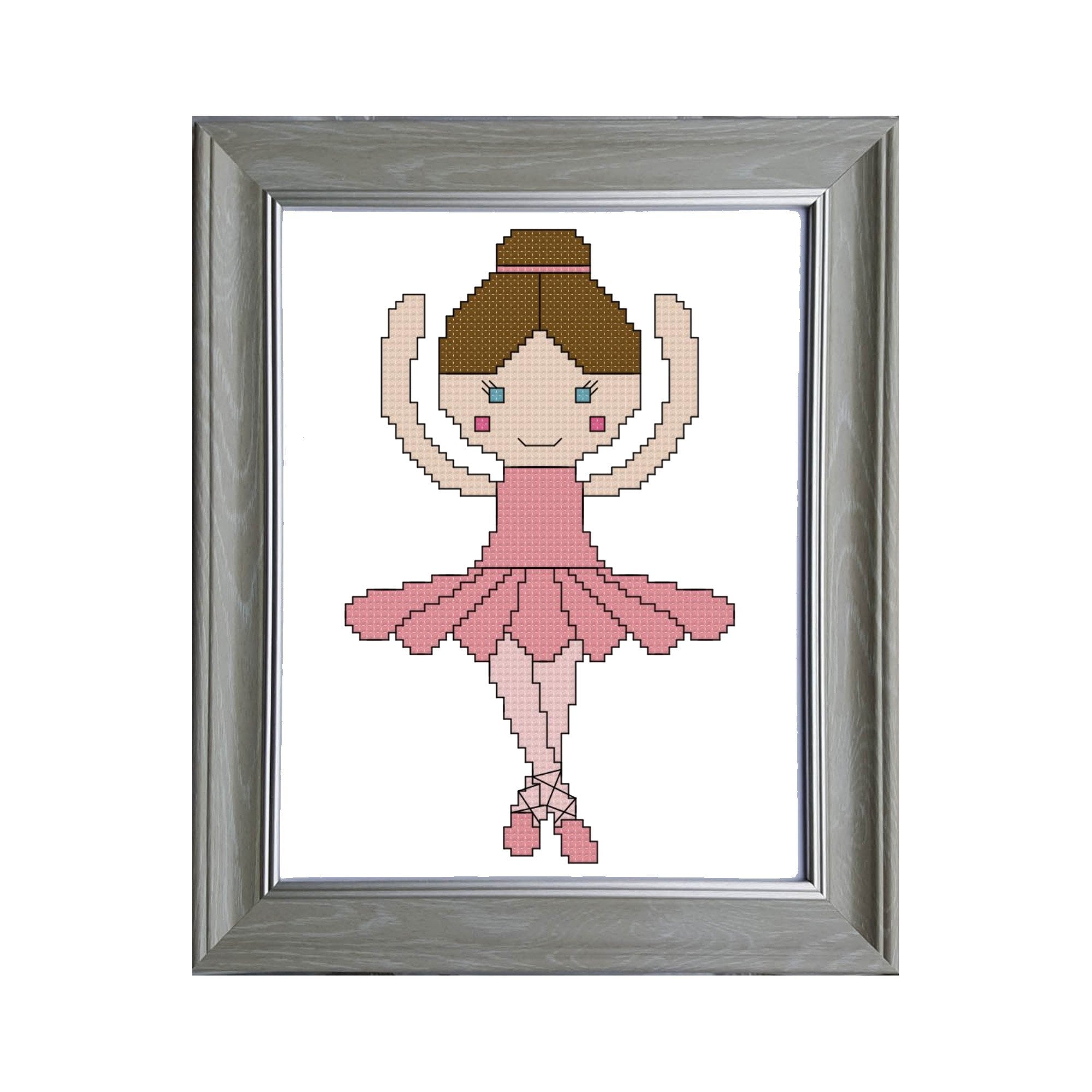 Ballerina Cross Stitch Pattern in Pink - PDF File 5x7 - Dance Cross ...