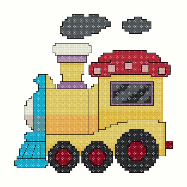 Train Cross Stitch Pattern - Digital File - Hoop Art, Embroidery ...