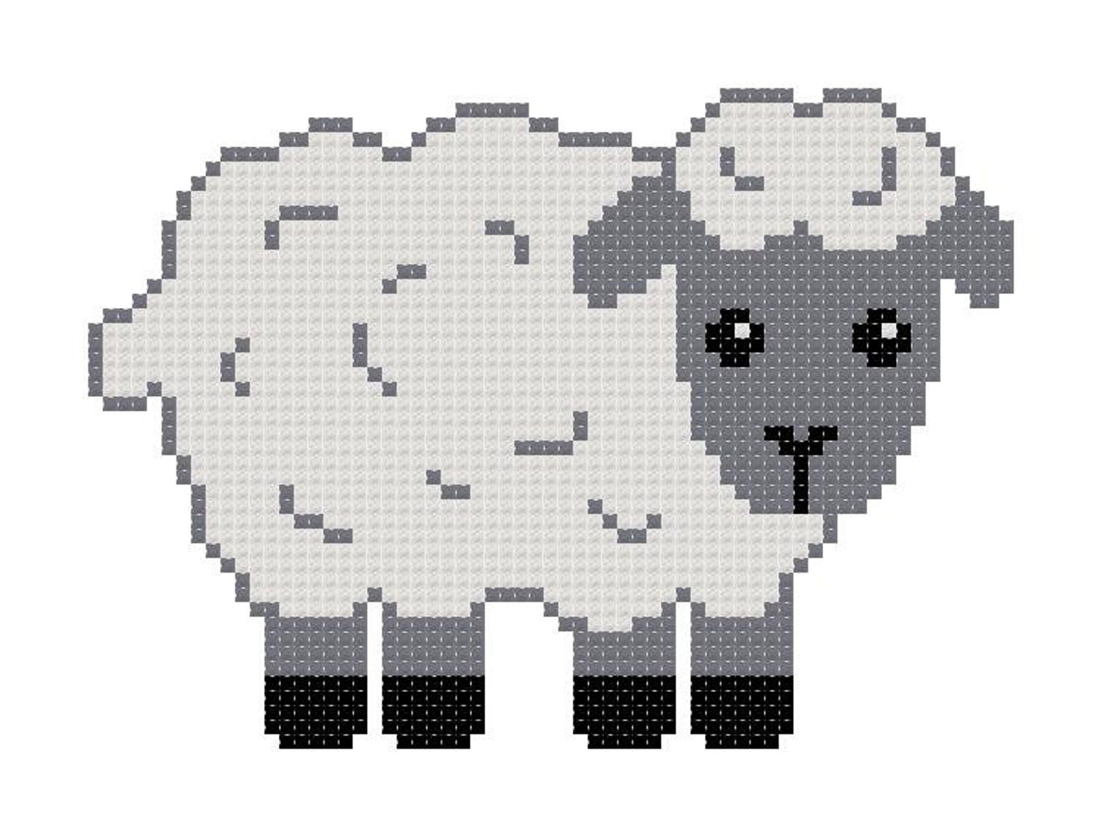 Farm Cross Stitch Pattern of Cute Farm Animals - Cow, Pig, Sheep and ...