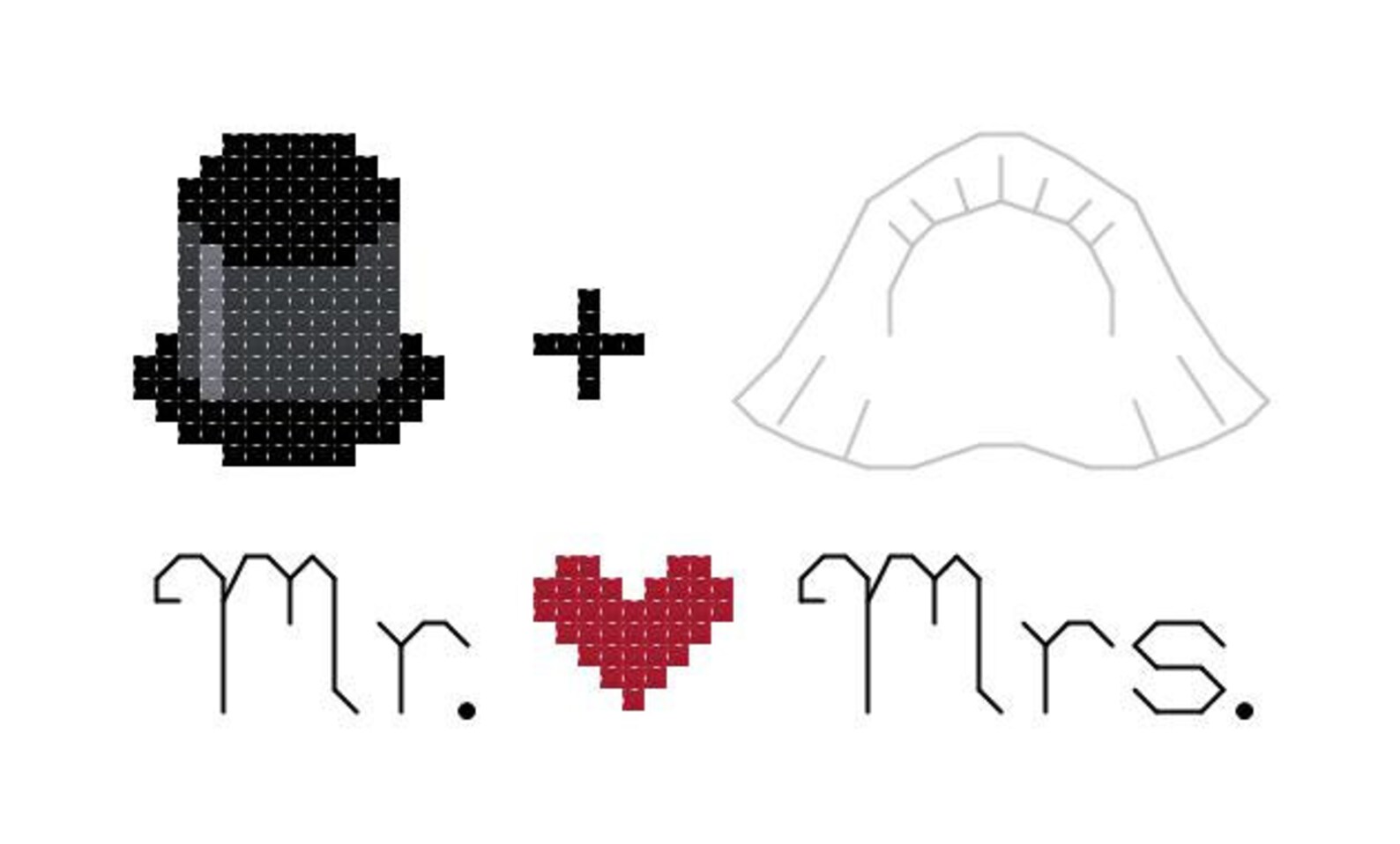 Mr & Mrs Wedding Cross Stitch Pattern - PDF File - X Stitch Pattern ...