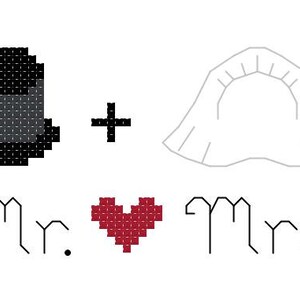 Mr & Mrs Wedding Cross Stitch Pattern - PDF File - X Stitch Pattern ...