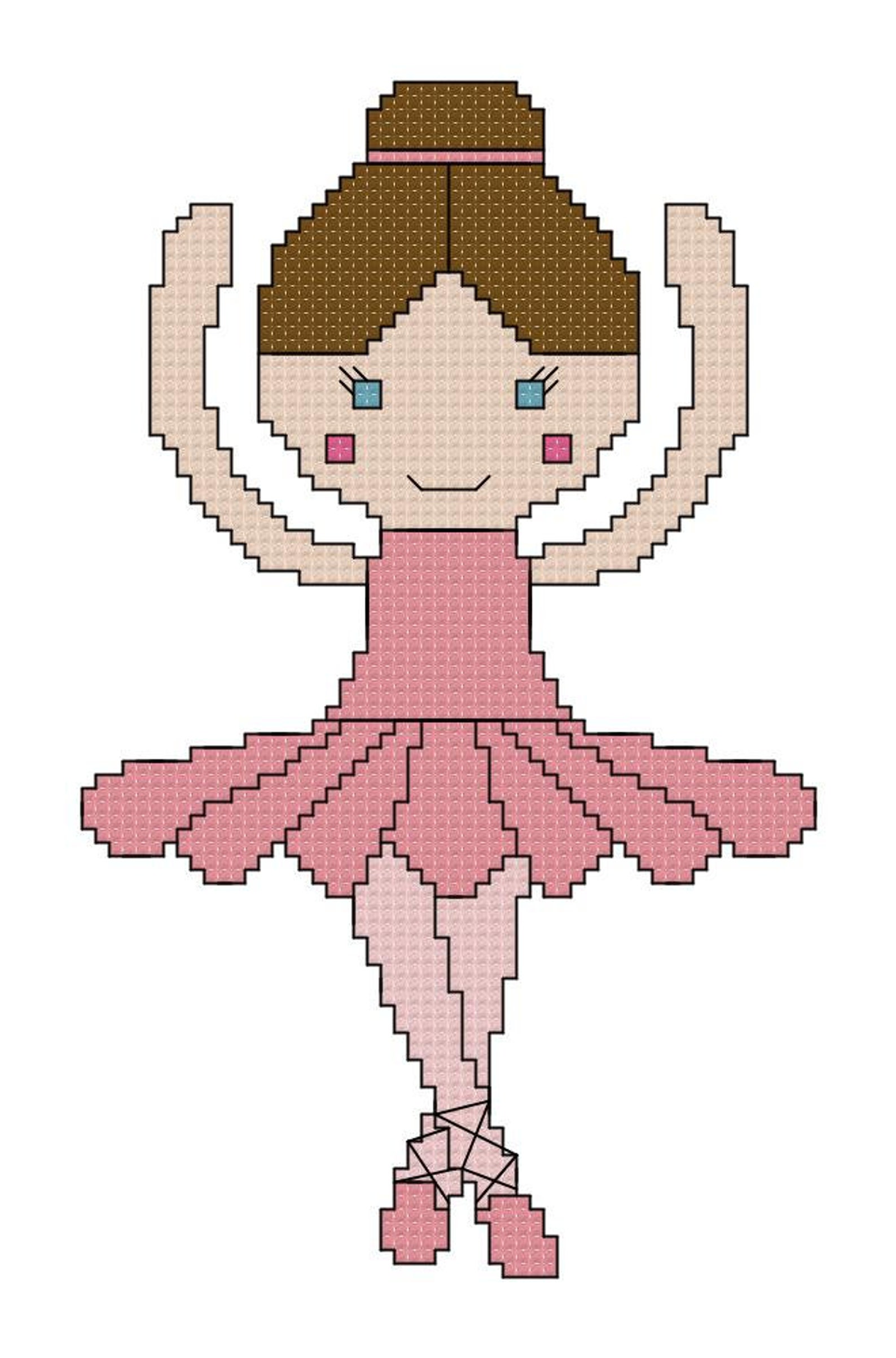 Ballerina Cross Stitch Pattern in Pink - PDF File 5x7 - Dance Cross ...