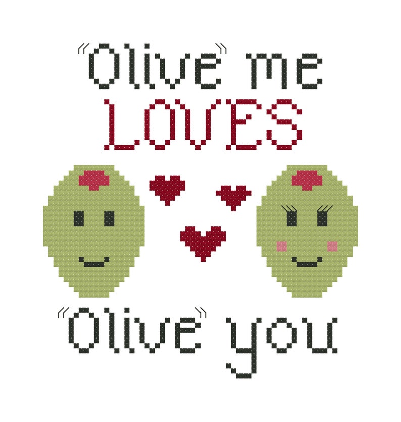 Olive Love Cross Stitch Pattern - Digital File/instant Download - Hoop ...