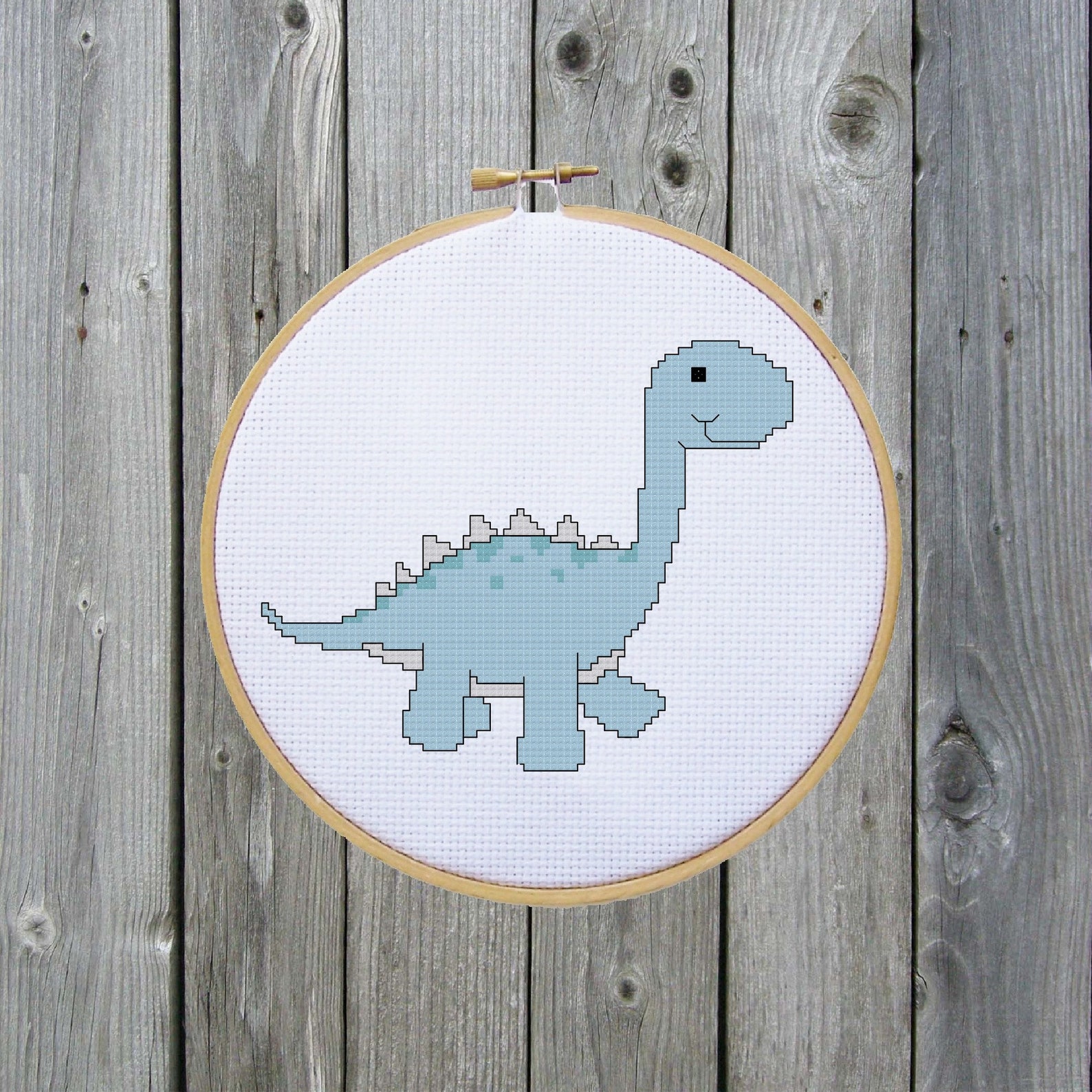 Cute Dinosaur Cross Stitch Pattern in Blue - Digital File/ Instant ...