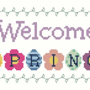Welcome Spring Cross Stitch Pattern - PDF File - Instant Download, X ...