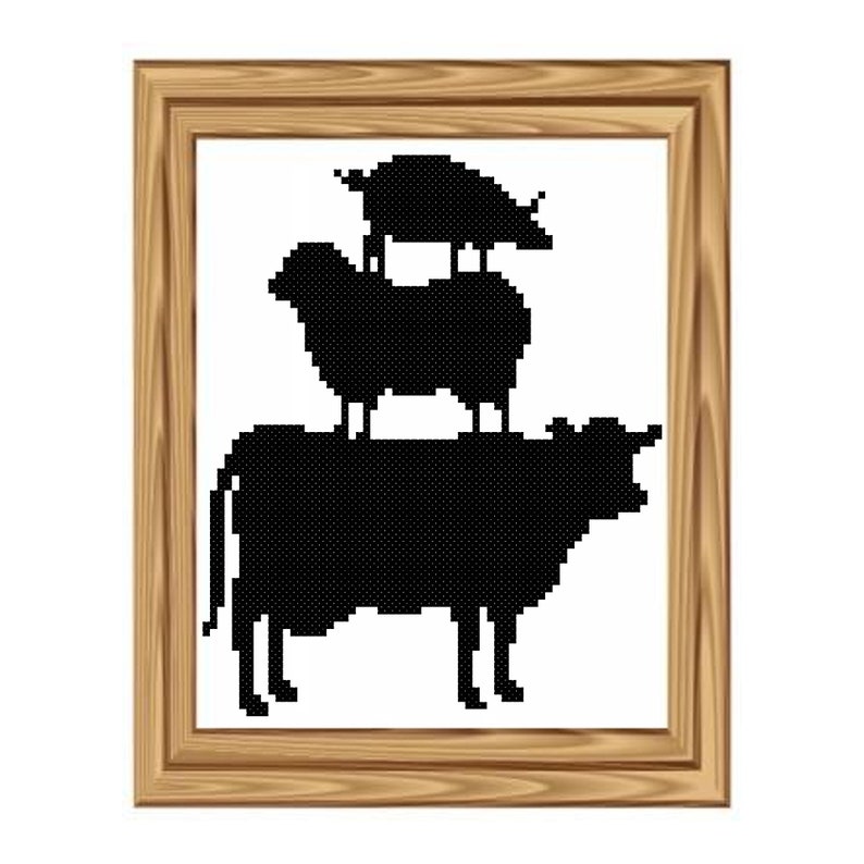 Stacked Farm Animal Cross Stitch Pattern: Cow, Pig, Sheep (PDF Pattern ...