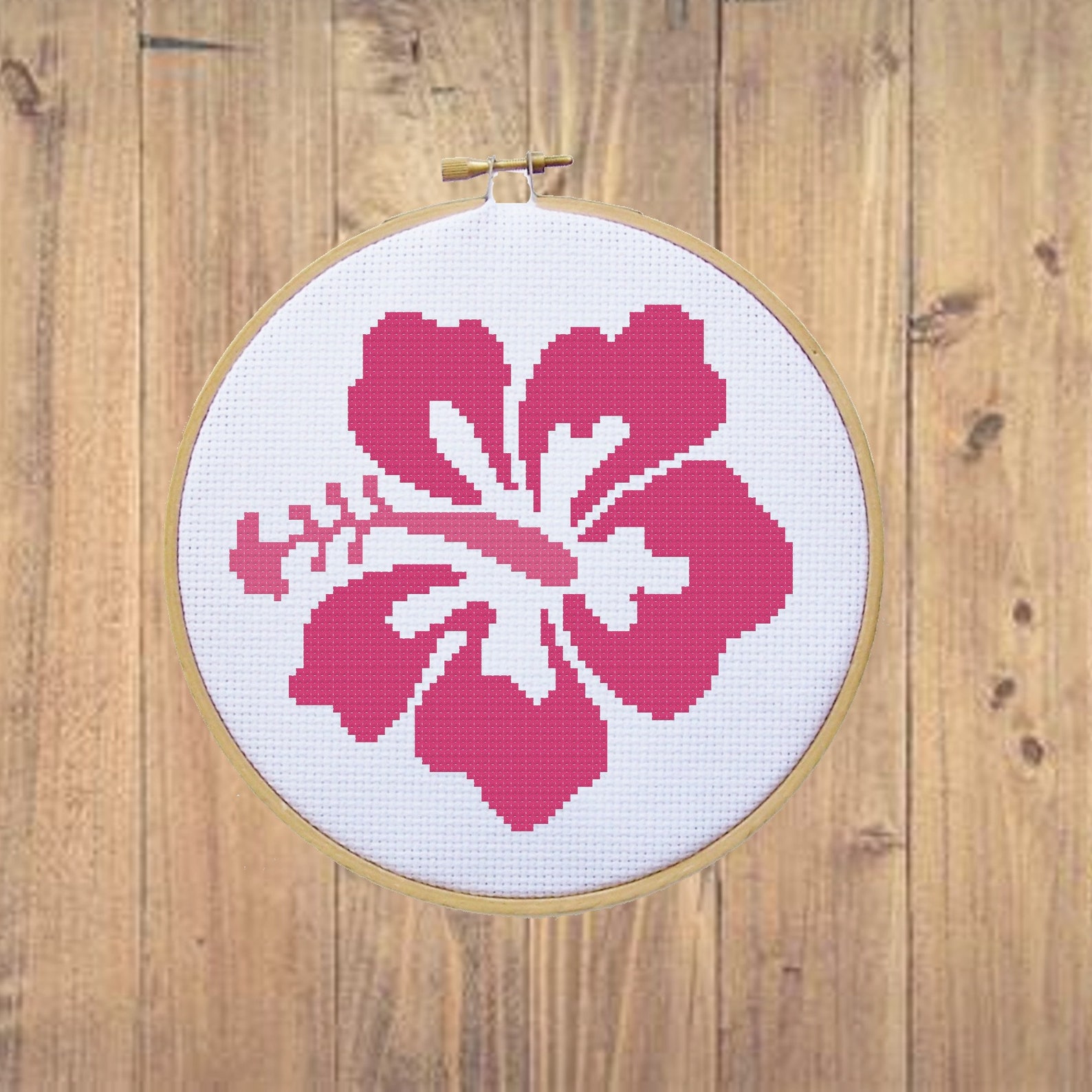 Hibiscus Cross Stitch Pattern in Pink - PDF File - Instant Download - X Stitch Pattern ...