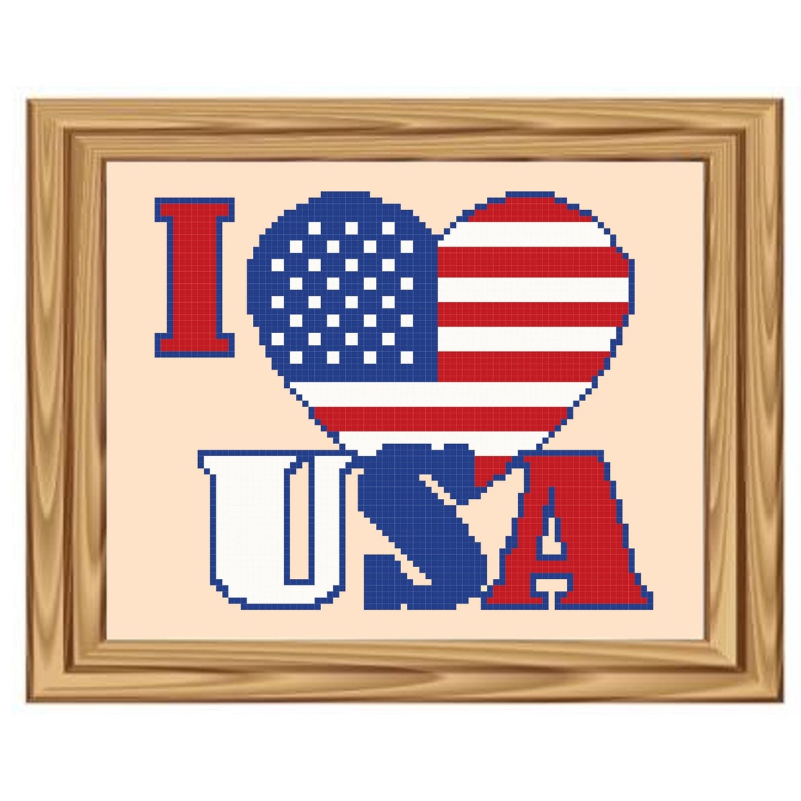 Patriotic Cross Stitch Pattern "i Heart Usa" With Stars and Stripes ...