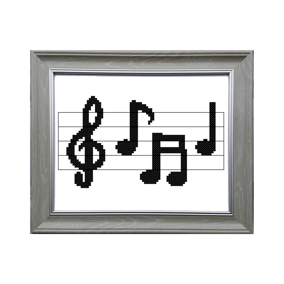 Music Notes Cross Stitch Pattern in Black - PDF File - Instant Download ...