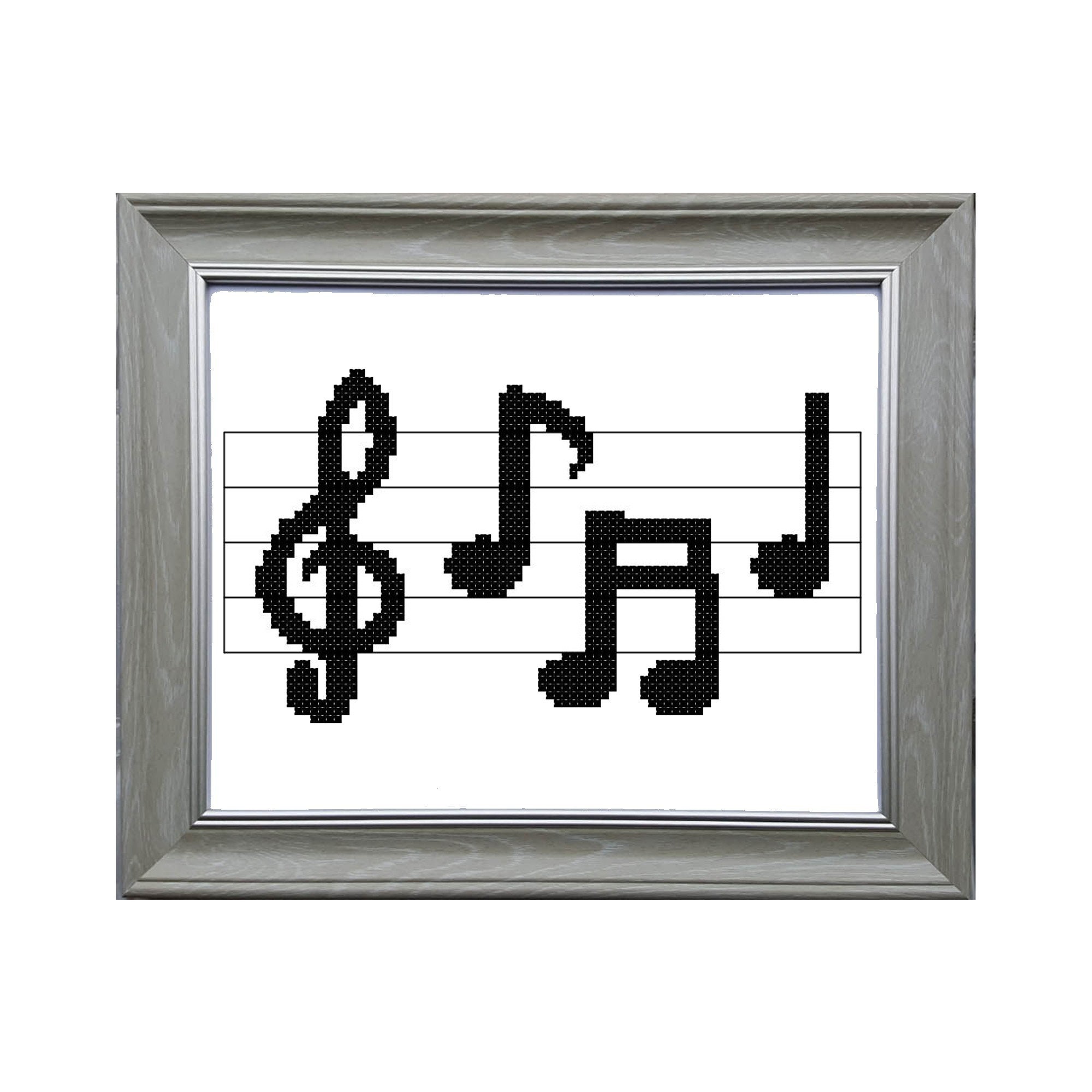 Music Notes Cross Stitch Pattern in Black - PDF File - Instant Download ...
