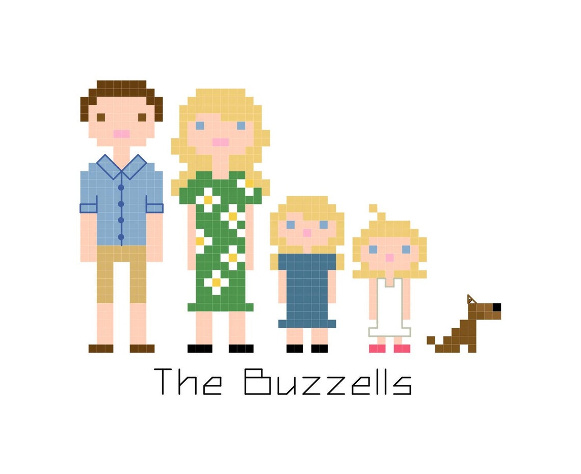 CUSTOM 5-8 Figure Family Portrait Cross Stitch Pattern Pdf File ...