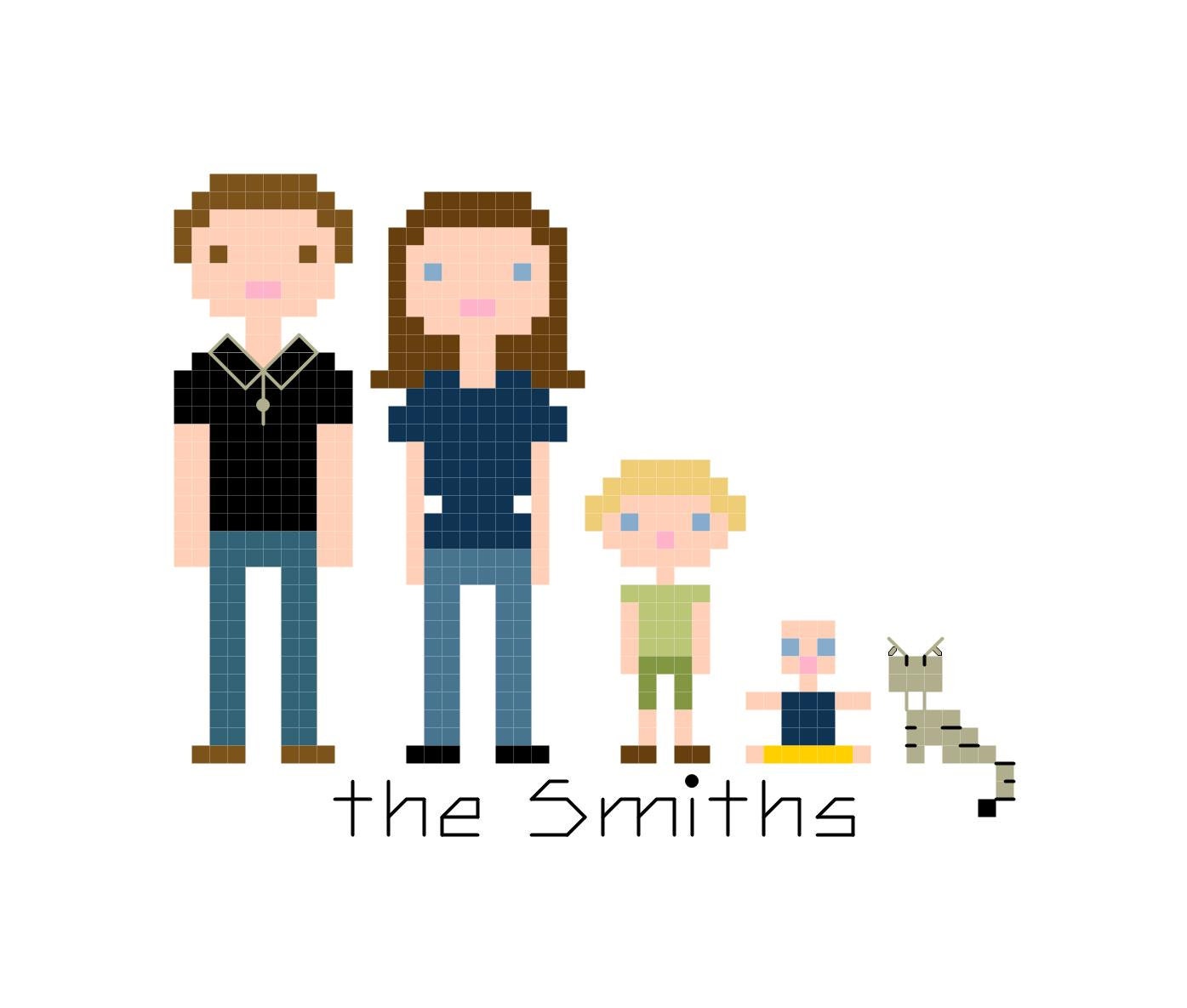 CUSTOM 5-8 Figure Family Portrait Cross Stitch Pattern Pdf File ...
