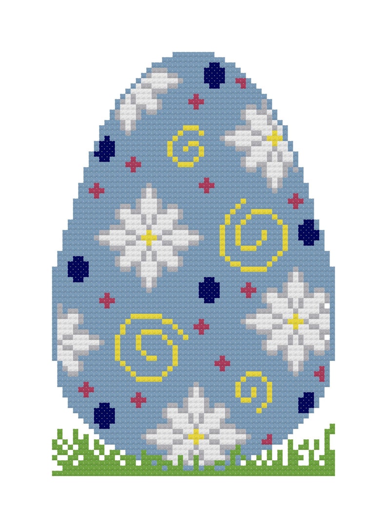 Easter Egg Cross Stitch Pattern Blue - Digital File, Counted Cross ...