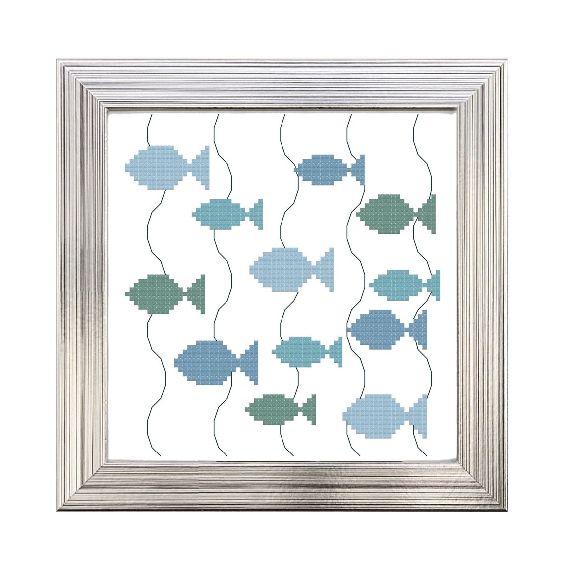 Fish in Water Cross Stitch Pattern - PDF Pattern - Easy, Simple Cross ...