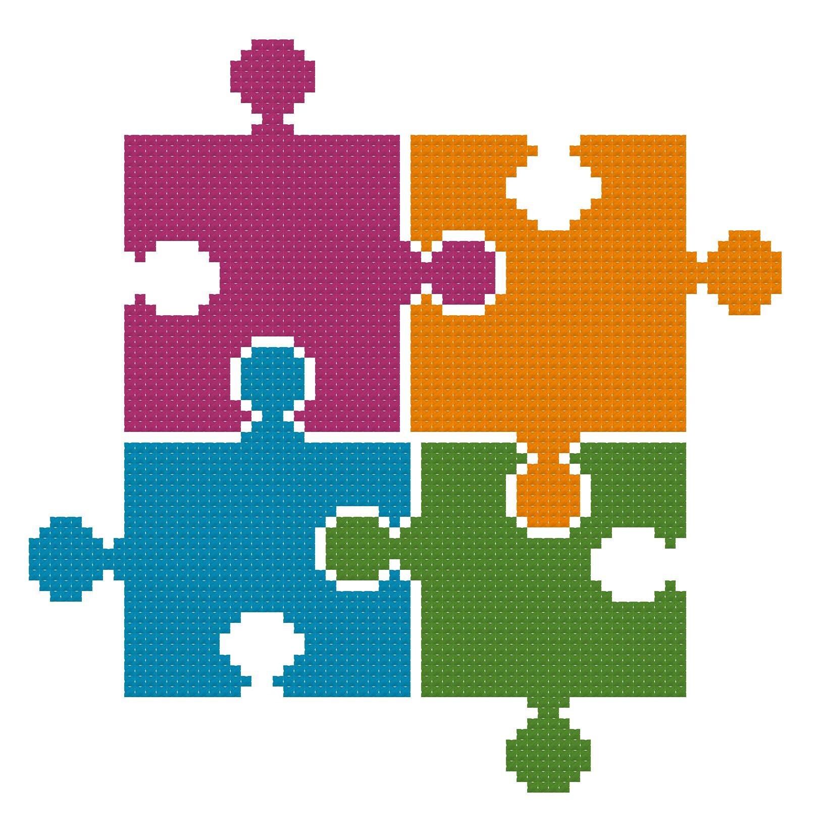 Puzzle Cross Stitch Pattern - Digital File - Hoop Art 5 Inches - X ...