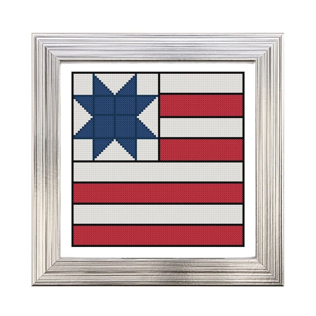Flag Cross Stitch Pattern in Quilt Style - PDF File - Instant Download ...