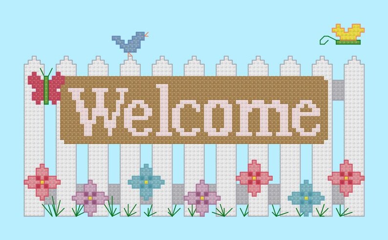 Welcome Cross Stitch Pattern PDF File Instant Download X - Etsy