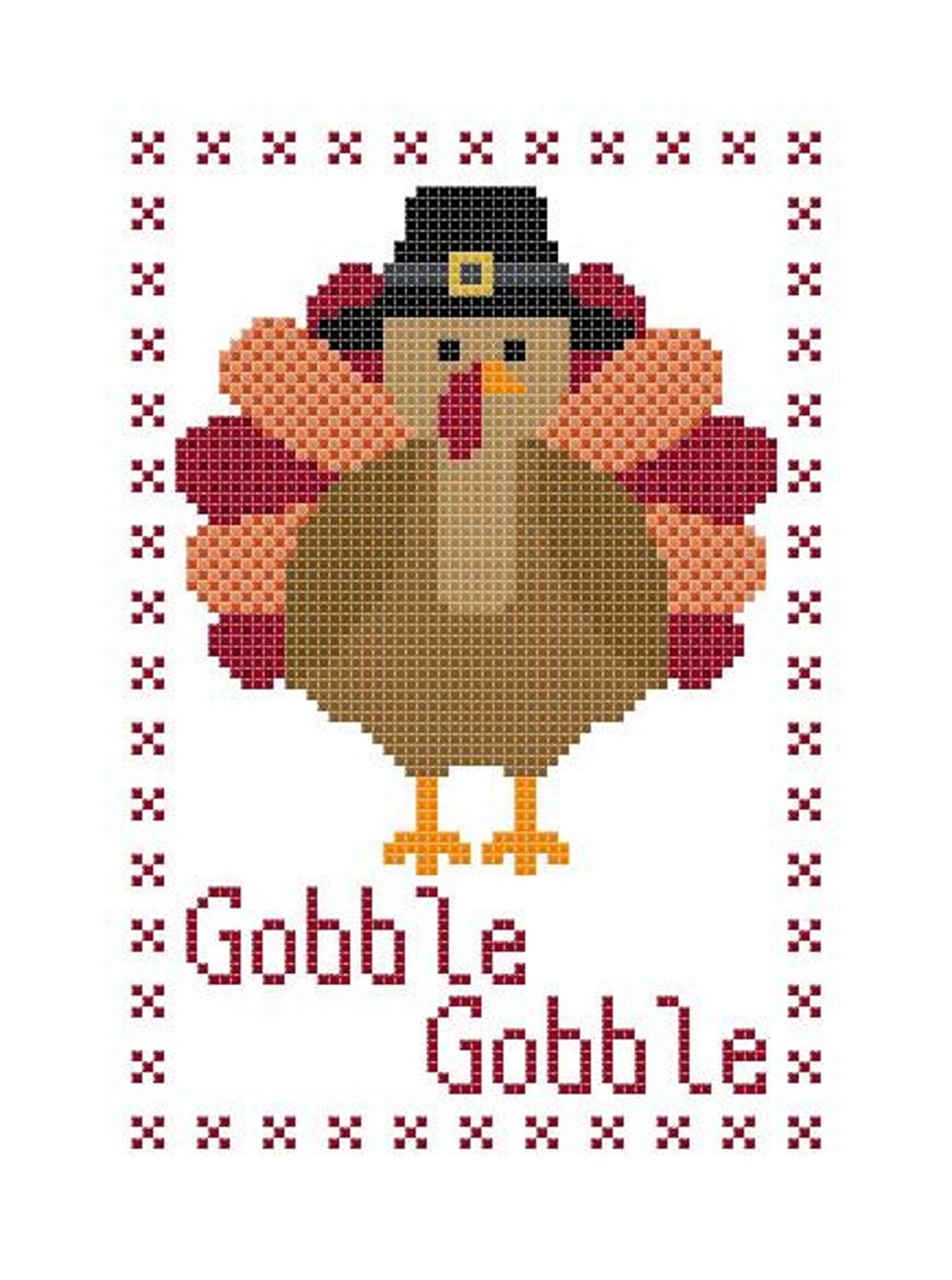Thanksgiving Turkey Cross Stitch Pattern - Holiday Cross Stitch ...