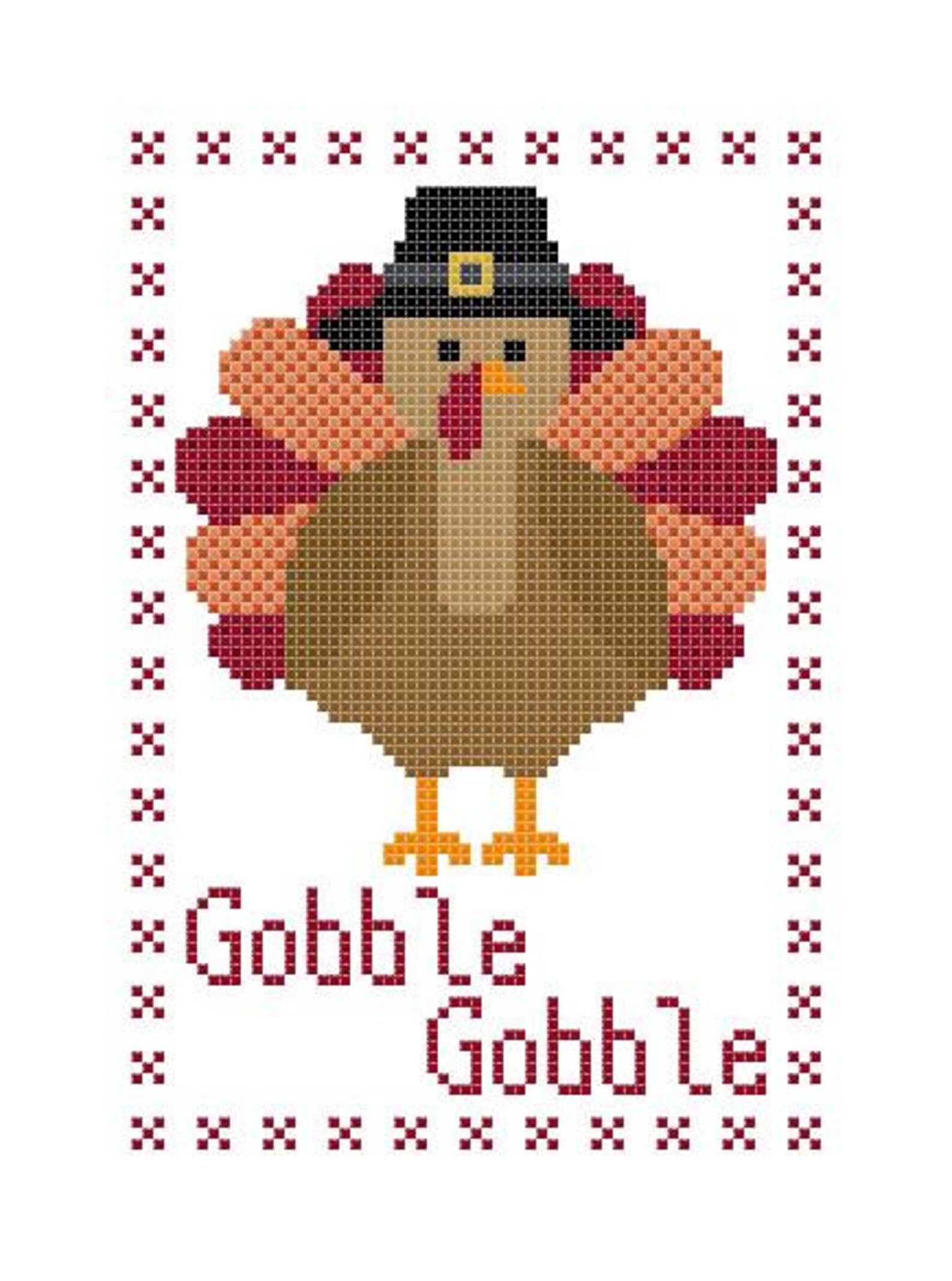 Thanksgiving Turkey Cross Stitch Pattern - Holiday Cross Stitch ...