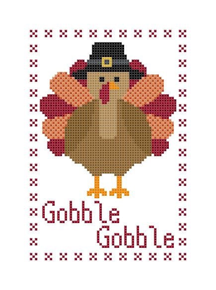 Thanksgiving Turkey Cross Stitch Pattern - Holiday Cross Stitch ...