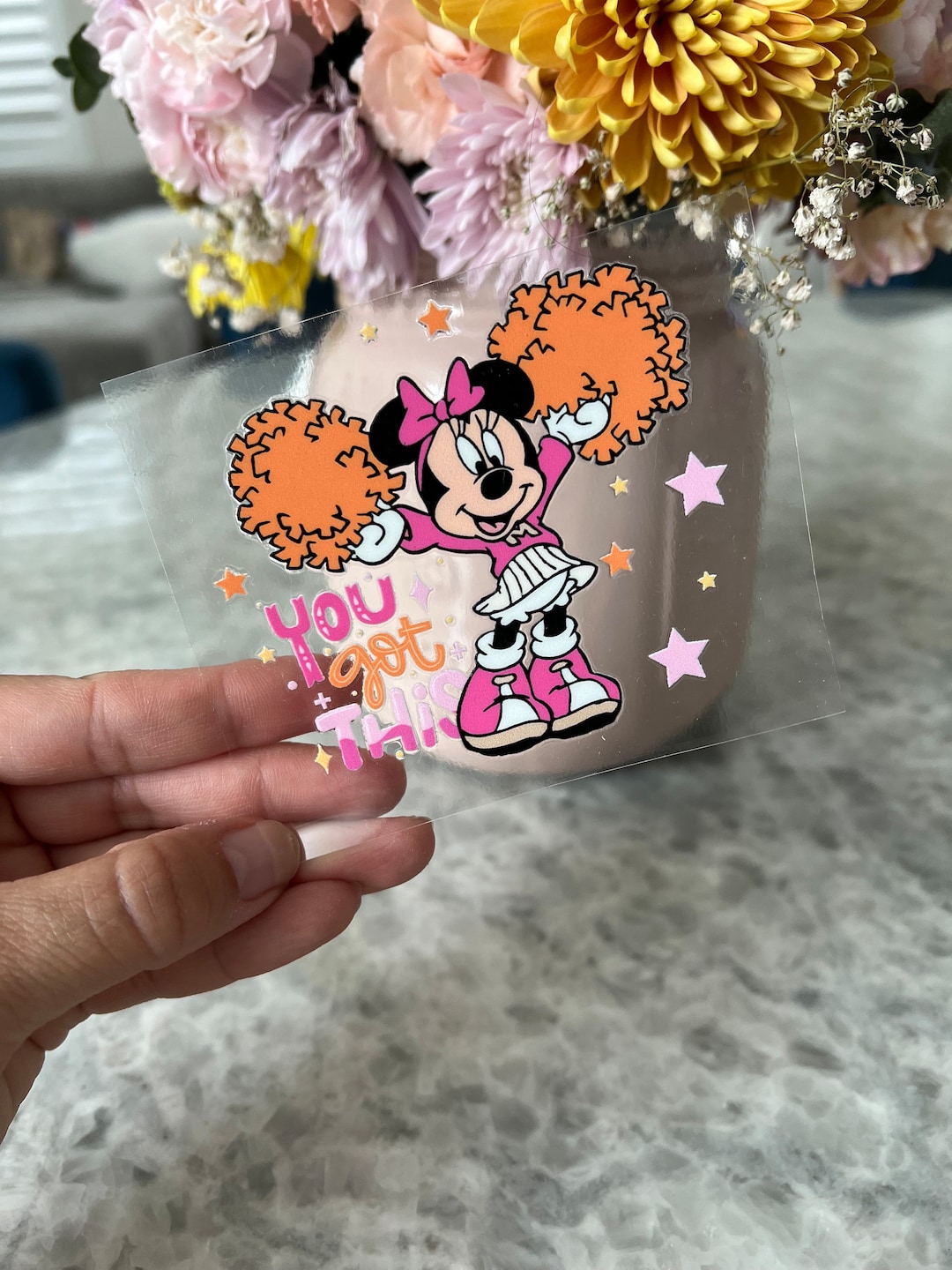 Disney UV DTF Decal Cheerleader Minnie Sticker Disney Inspired Libbey ...