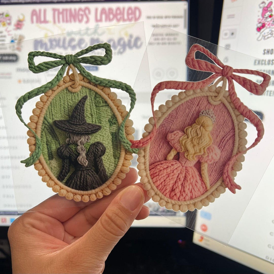 Wicked Latch Hook Yarn Faux Elphaba Galinda UV Direct to Film Decals ...