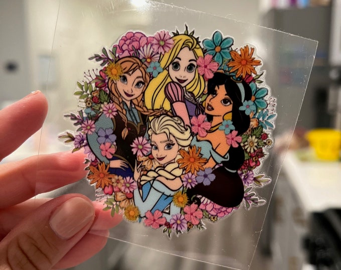 Disney Inspired Princesses UV DTF Floral Princess Decal Sticker Snow ...