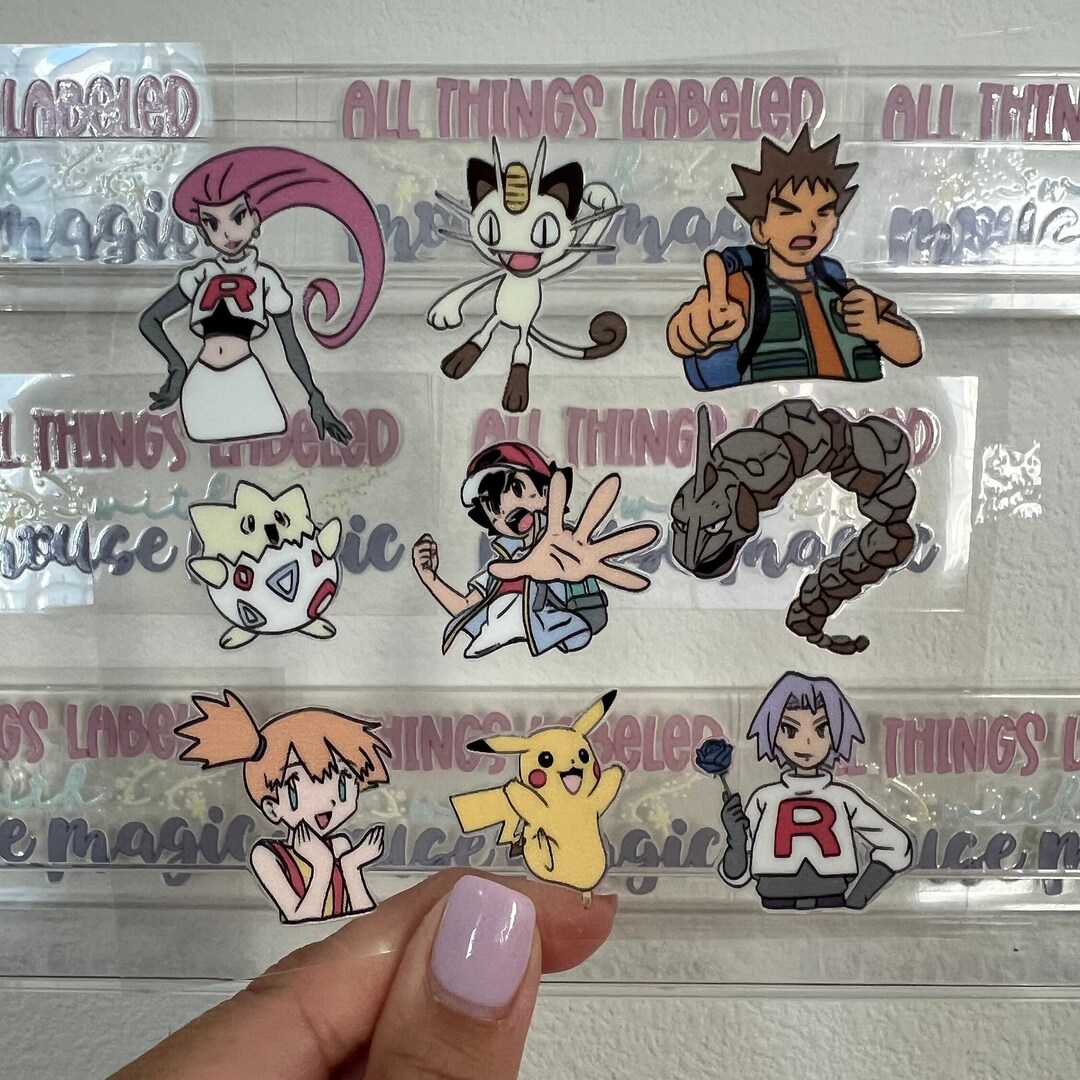 Pokemon Characters UV DTF Decal Anime Character Inspired Sticker Ready ...