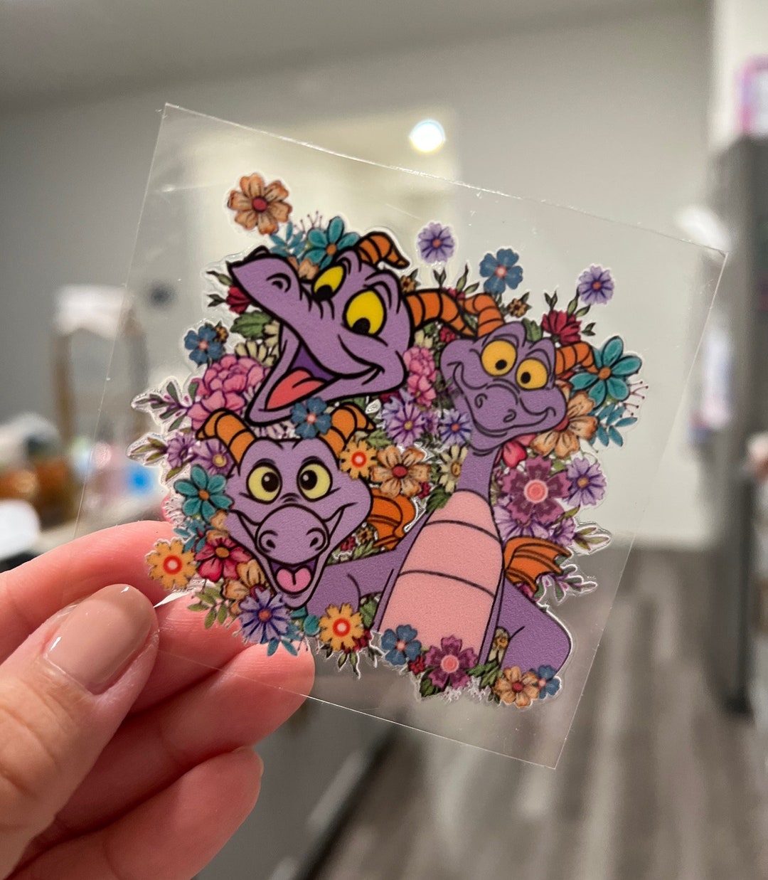 Disney Inspired Purple Dragon UV DTF Floral Figment Decal Sticker Ready ...