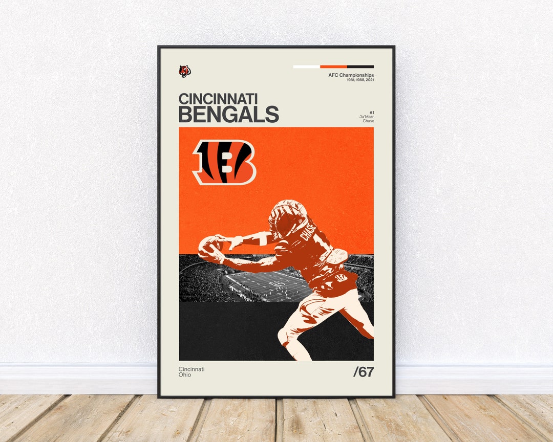 Cincinnati Bengals Ja'marr Chase Poster, Retro Style Print, NFL ...