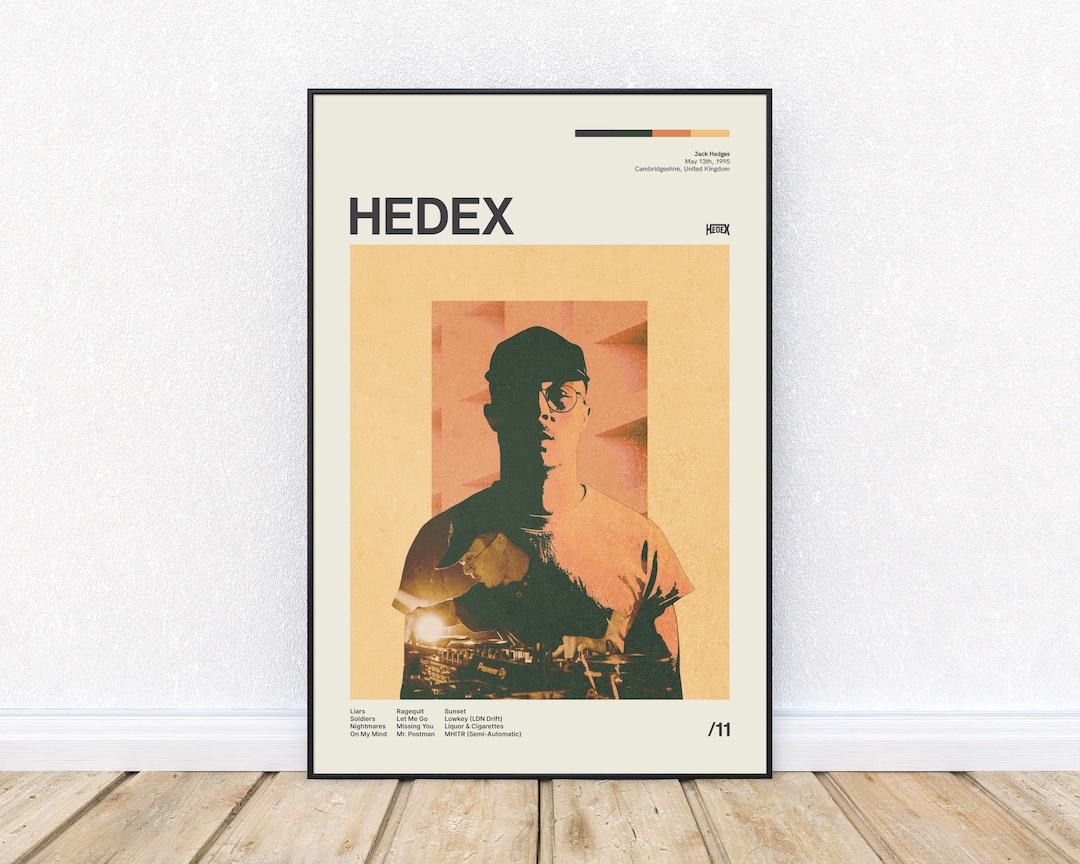 Hedex Inspired Poster Retro Style Print Mid Century Modern, Electronic Dance Music DJ, Wall Art ...